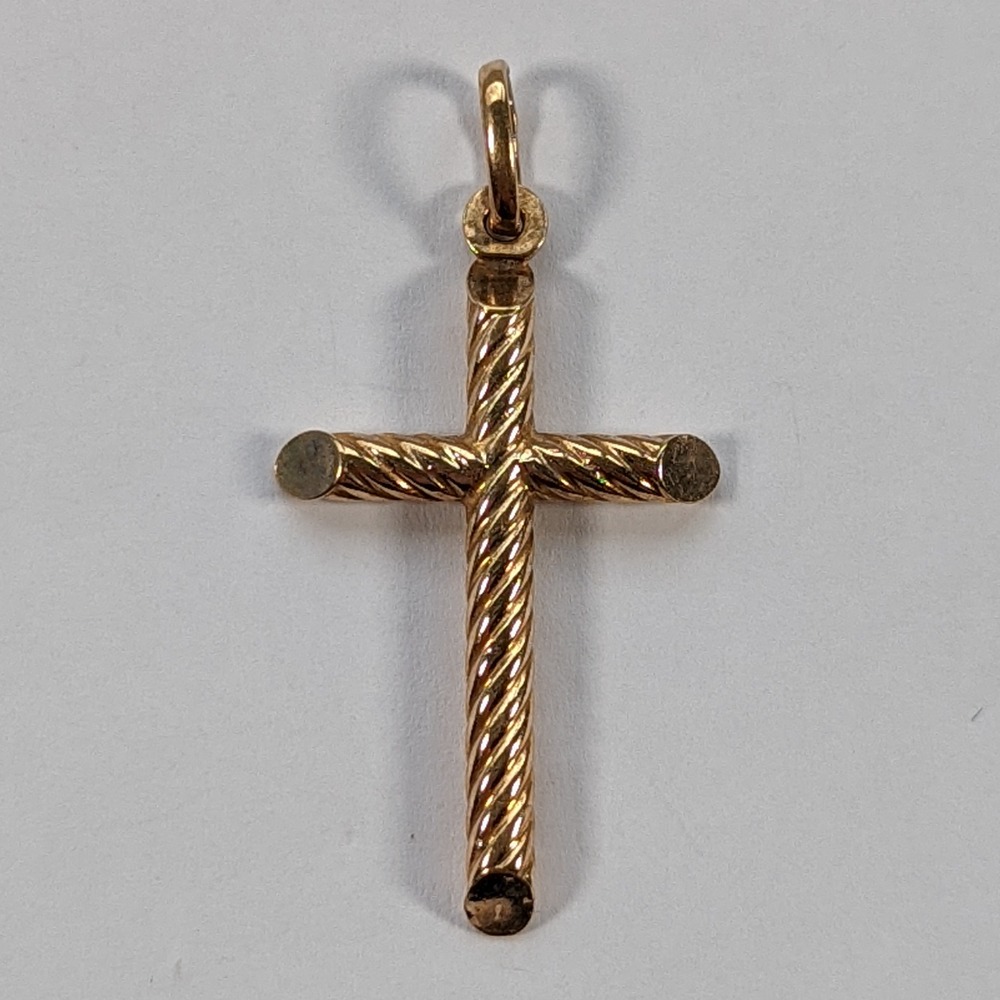 9ct Gold Twisted Pattern Cross Pendant - Own4Less